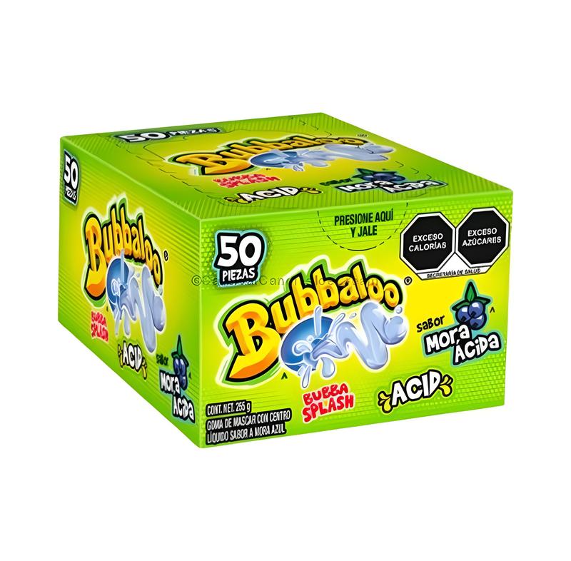 Bubbaloo Sour Blue Raspberry Splash Chewing Bubble Gum with Liquid ...