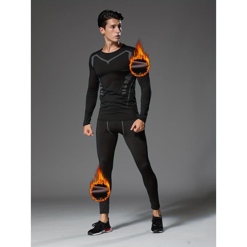 8pcs Set Men's Thermal Underwear with Plush Lining, Moisture-Wicking ...