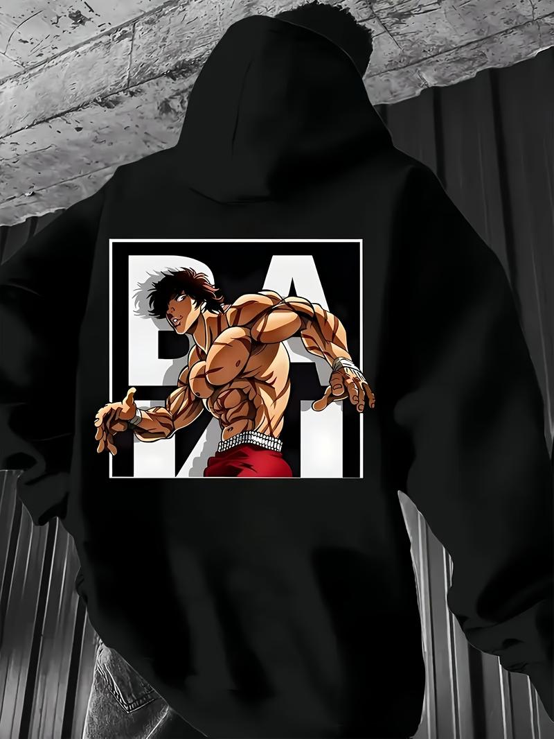 Men's Anime Ninja Action Hero Back Print Hoodie Lining Winter Warmth ...