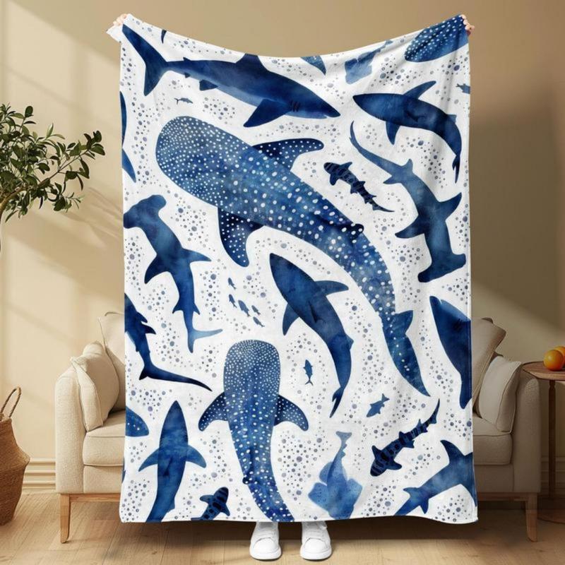 Soft Funny Throw Blanket Shark Pattern Blanket,Warm,Air-Conditioned ...