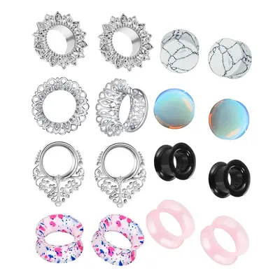 00g 10mm Ear Plugs 0 Gauges KUBOOZ Black Stainless Steel Ear Gauges ...