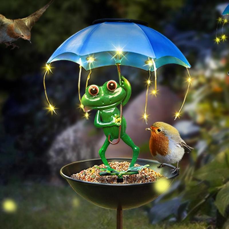 Solar Frog Bird Feeder Light - Outdoor Solar Waterproof Lights Garden ...