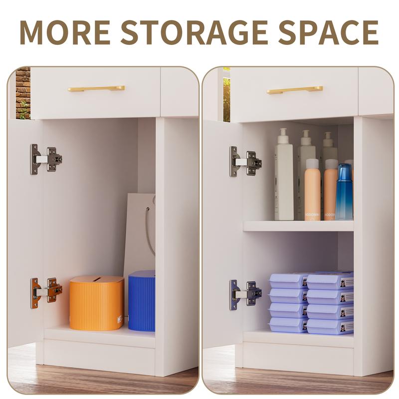 32"W 2 Drawers Vanity Desk with Power Outlet, Makeup Table with Lighted ...