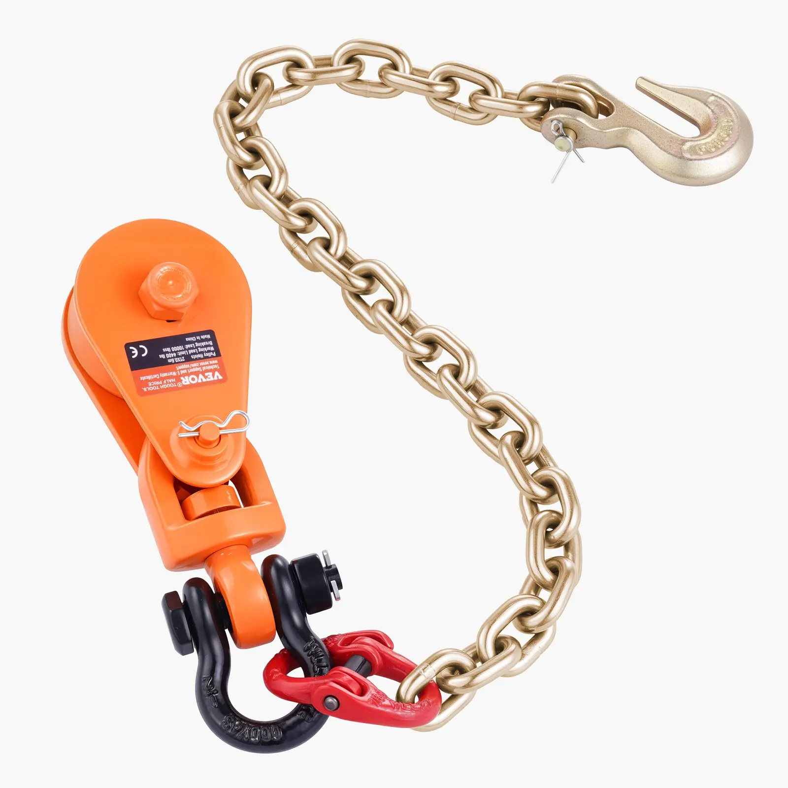 VEVOR 2 Ton Snatch Block with G80 Chain, Swivel Shackle, 3" Sheave for ...