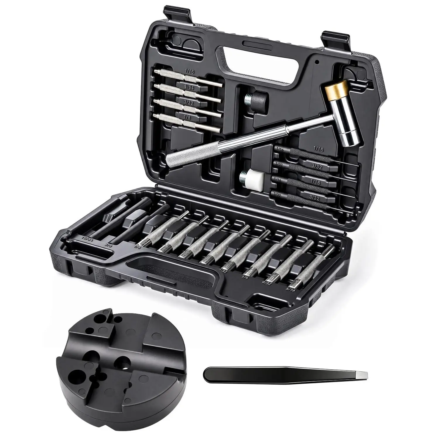 25- Punch Set, Pin Punches, Roll Pin Punch, Tool with Hammer, Metal ...