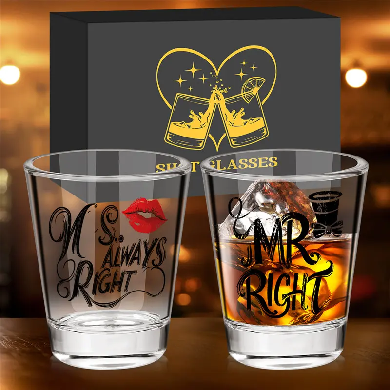 1 Set Creative Couple Shot Glasses , 60ml/2oz Transparent Glass ...