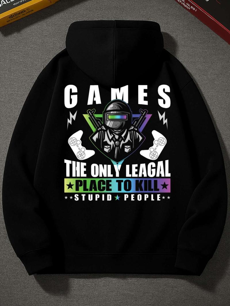 Men's Funny Gaming Hoodie with "Games The Only Legal Place to Kill ...
