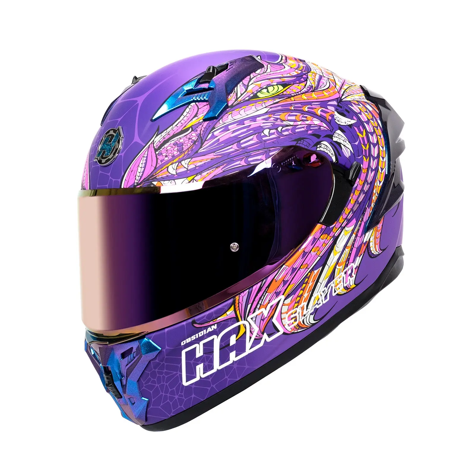 HAX Slayer Purple Pro Motorcycle Helmet DOT ECE Certified Aerodynamic ...