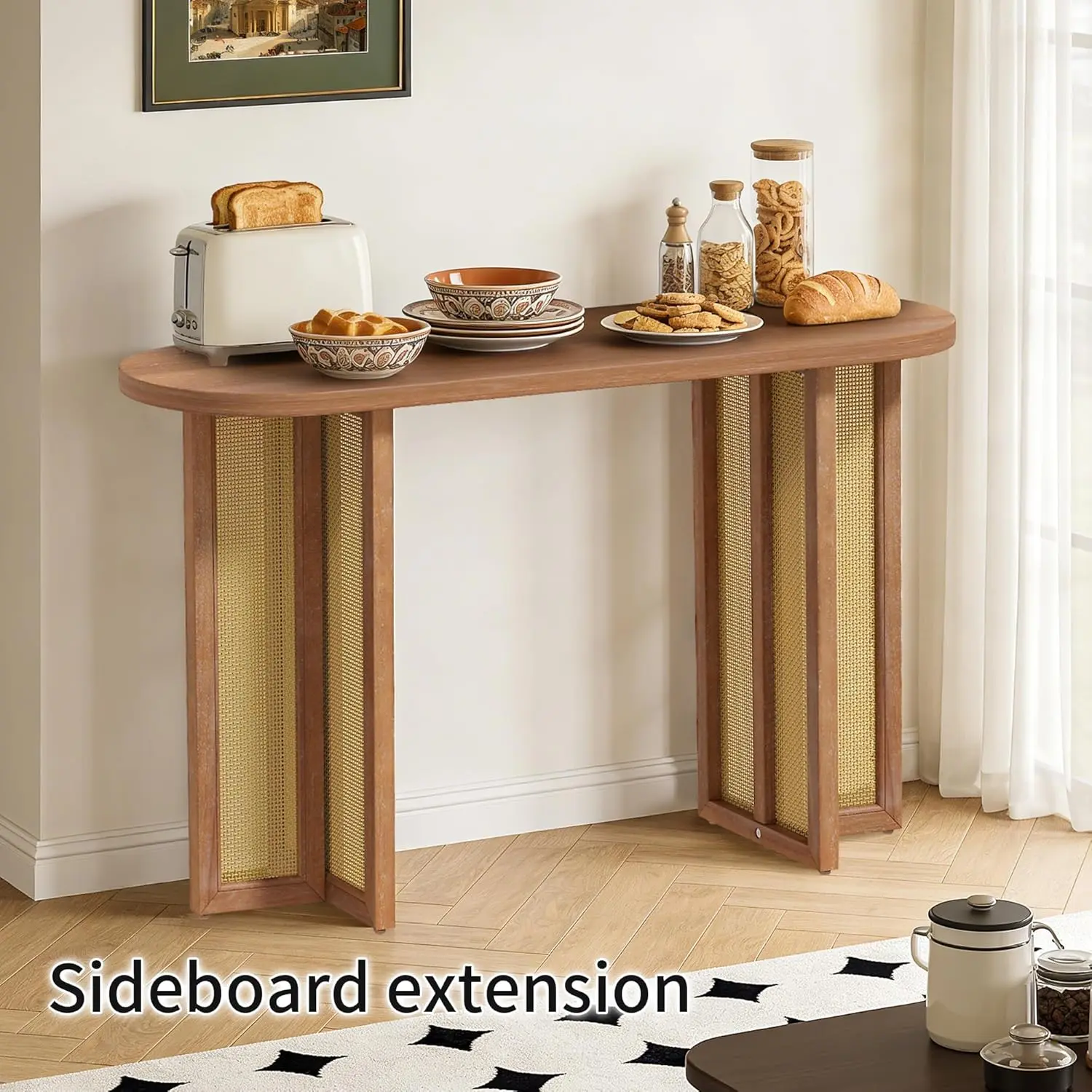 OMCHOM Narrow Entryway Console Table Boho Style, 48 Inch Sofa Table ...