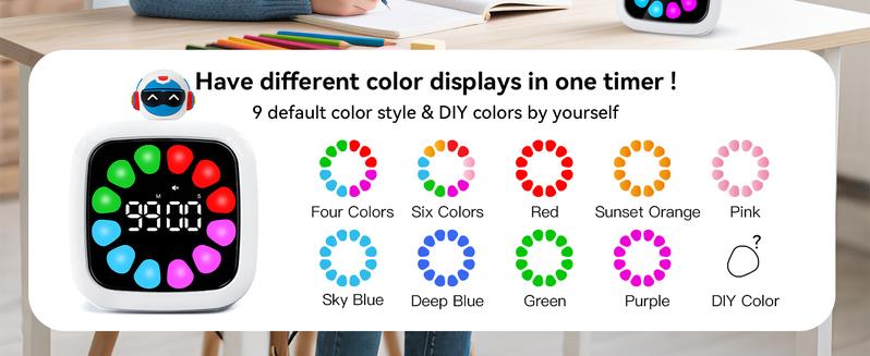 Digital Visual Timer for Kids,Rechargeable 99-Minute Silent Countdown ...