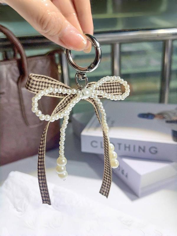 Fashionable Bowknot Design Keychain, Cute Beaded Decor Keychain for ...