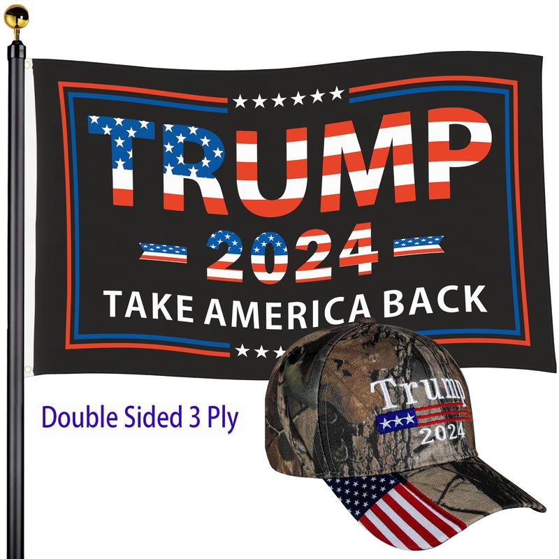 Trump 2024 Flag and Hat - 3x5 Double Sided 3 Ply Heavy Duty Flag ...