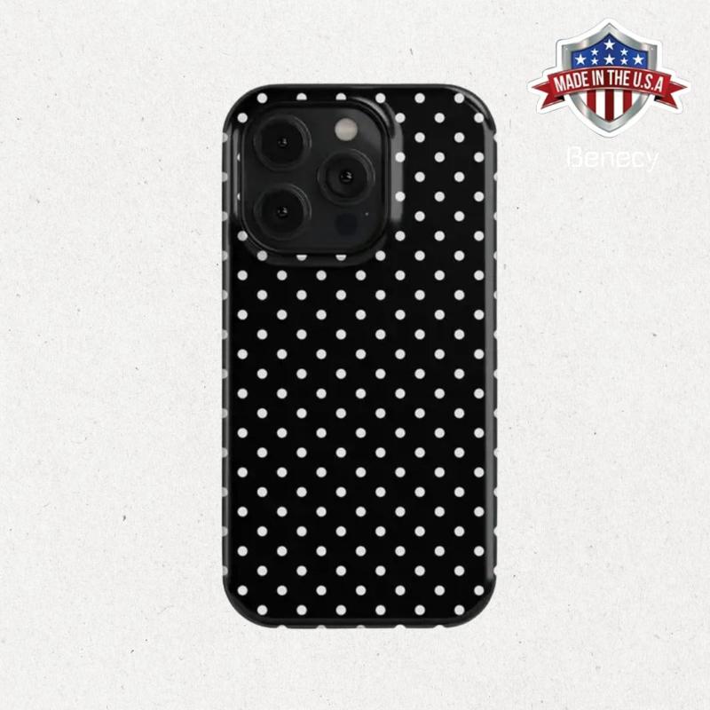 Polka Dot Tough Phone Case - Aesthetic Black and White Cover For Iphone ...