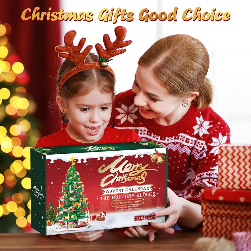 Advent Calendar 2025 Christmas Tree Building Toy Set with LED light ...
