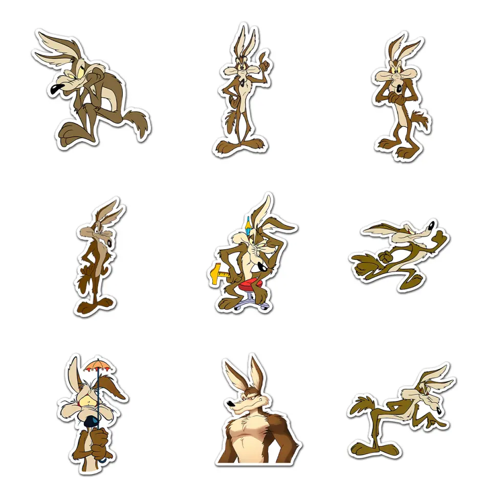 Wile E. Coyote Sticker Pack 9 PCS Vinyl, Movie Car Wall Kid Phone Book ...