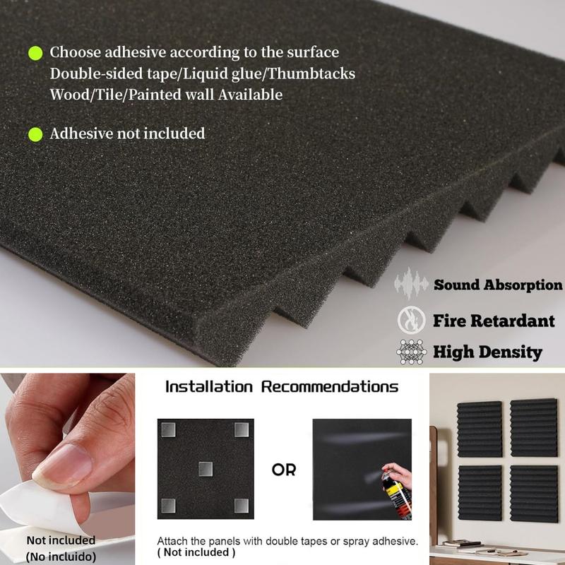 6-12PCS Acoustic Foam Panels Wedge, Professional Acoustic Environments ...