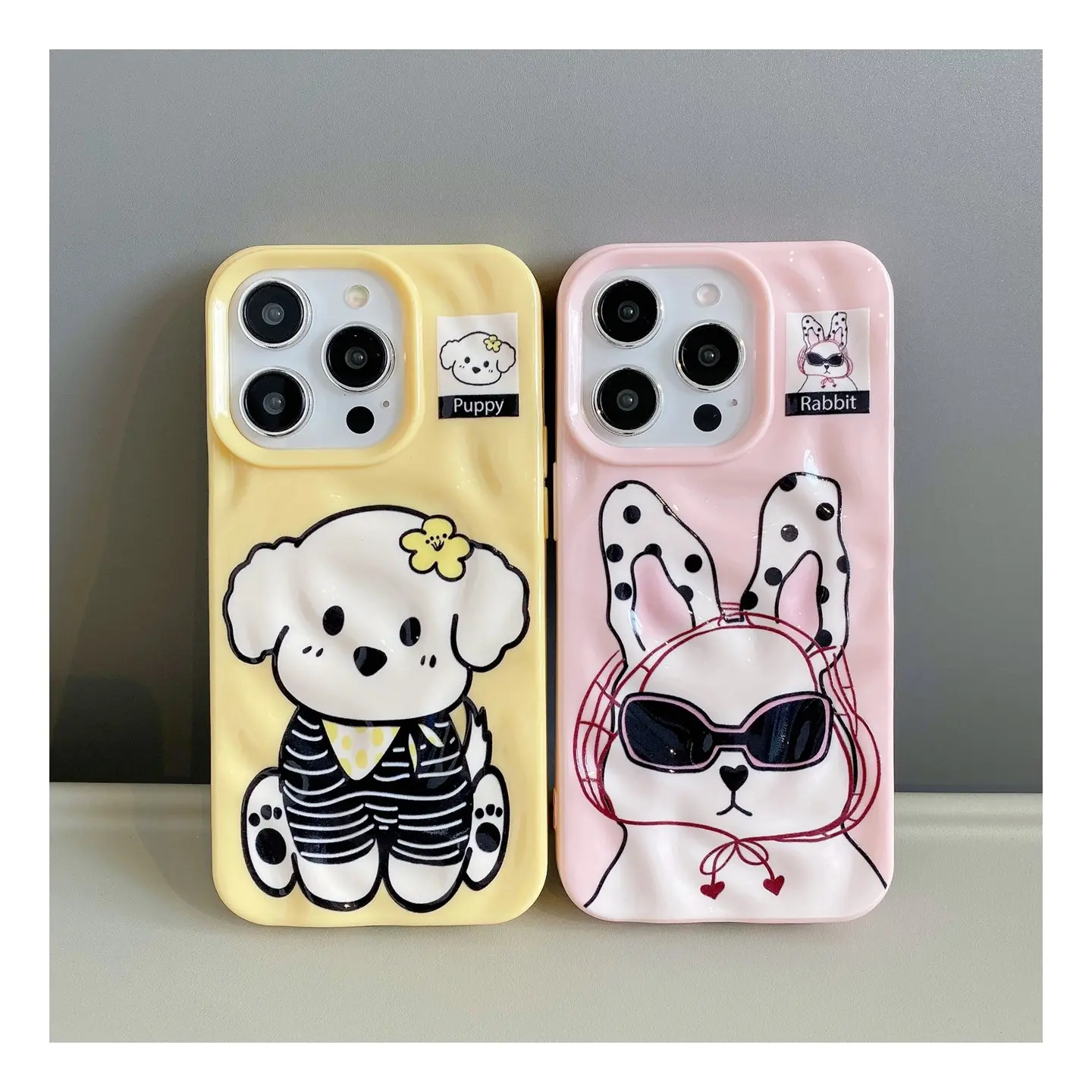 Puppy & Rabbit Pattern Meteor Texture iPhone Case , Anti-Drop Soft ...