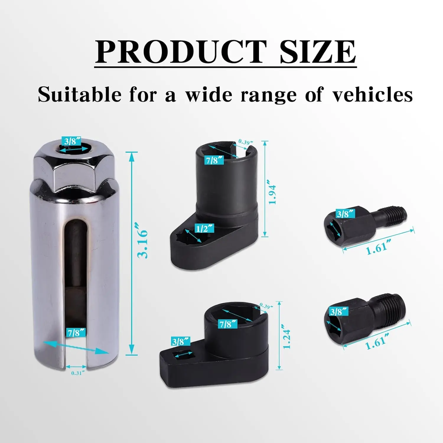 5-Piece Forged O2 Oxygen Sensor Socket & Thread Chaser Set – Automotive ...