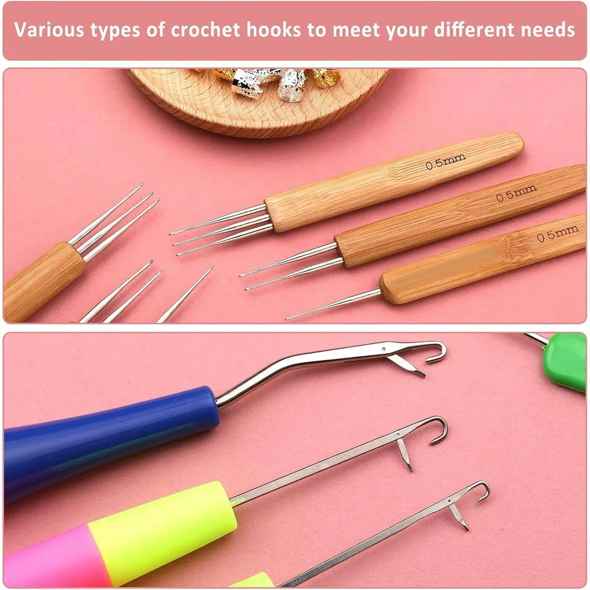 Loc Crochet Needle, 48 Pcs Dreadlock Crochet Hook Tool, 6 Dreadlock ...