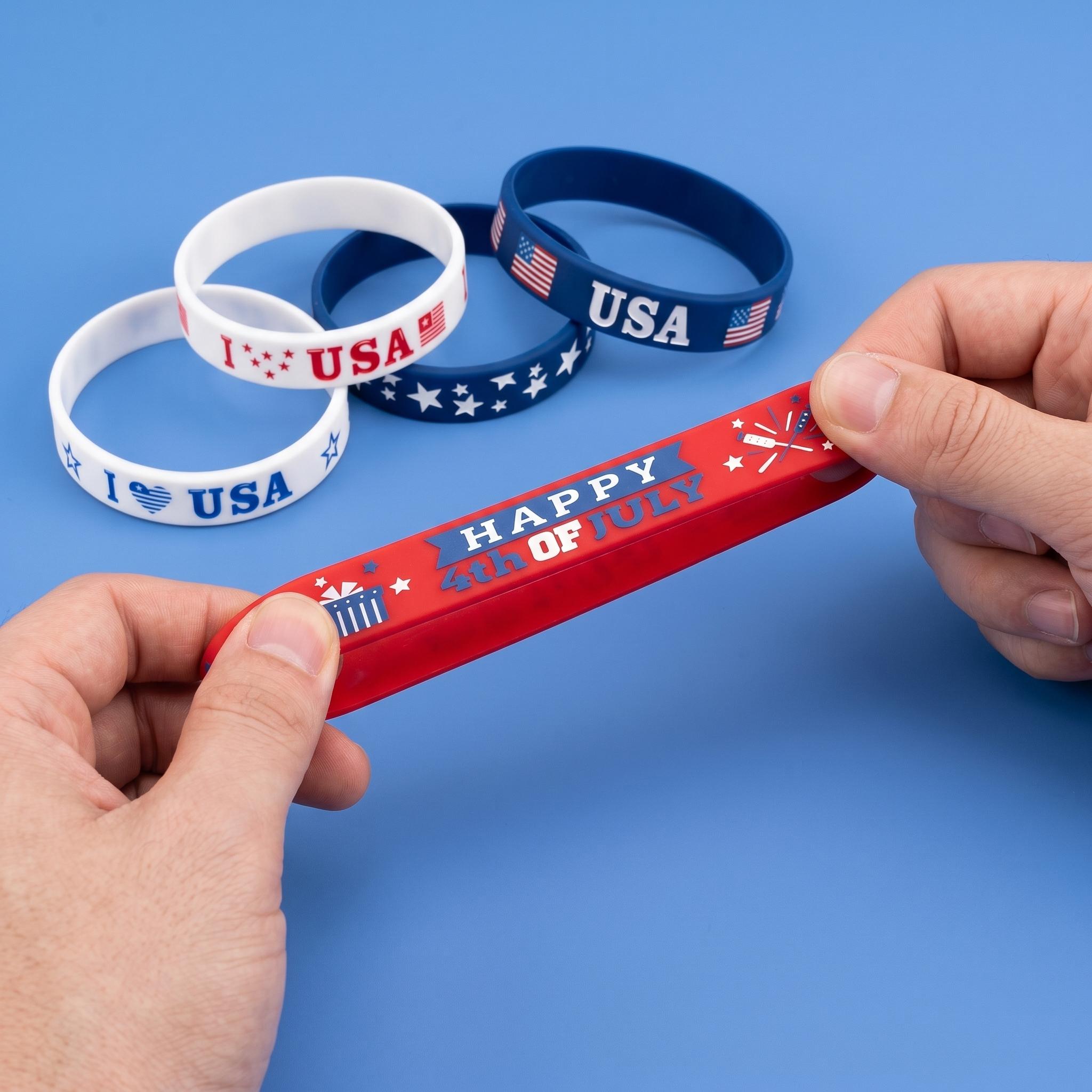 6 Pcs Independence Day Decorative Wrist Bracelets, Arm Decorations, USA ...