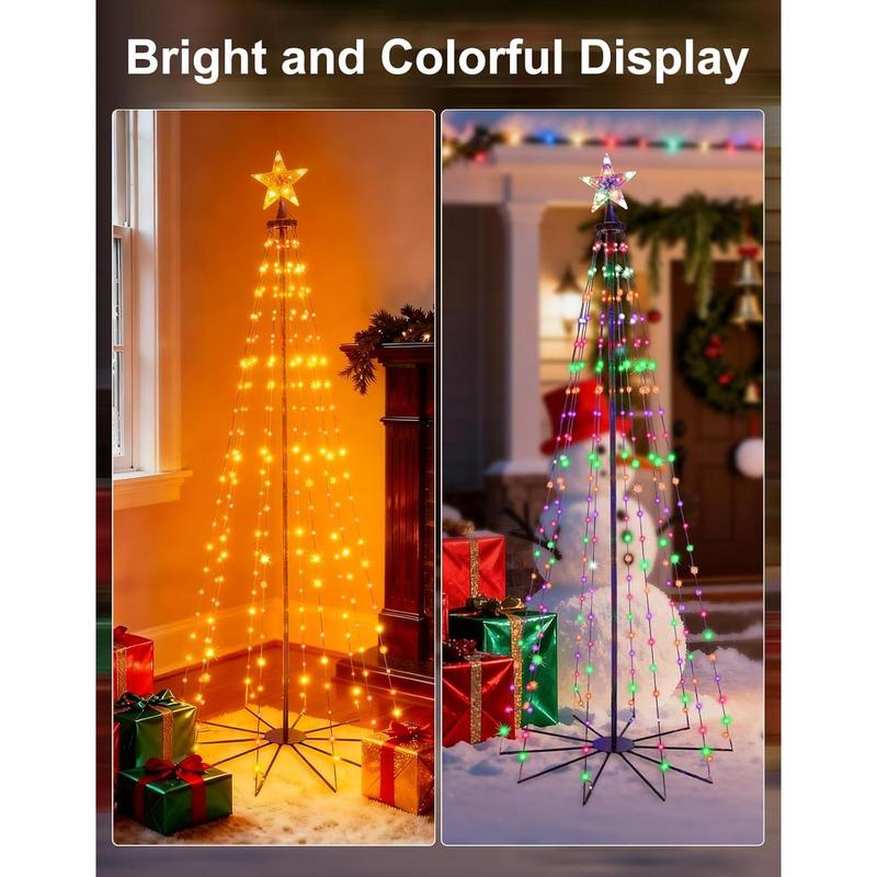 Christmas Cone Tree Lights 5.9ft, 240 LEDs RGB Outdoor Christmas Tree ...