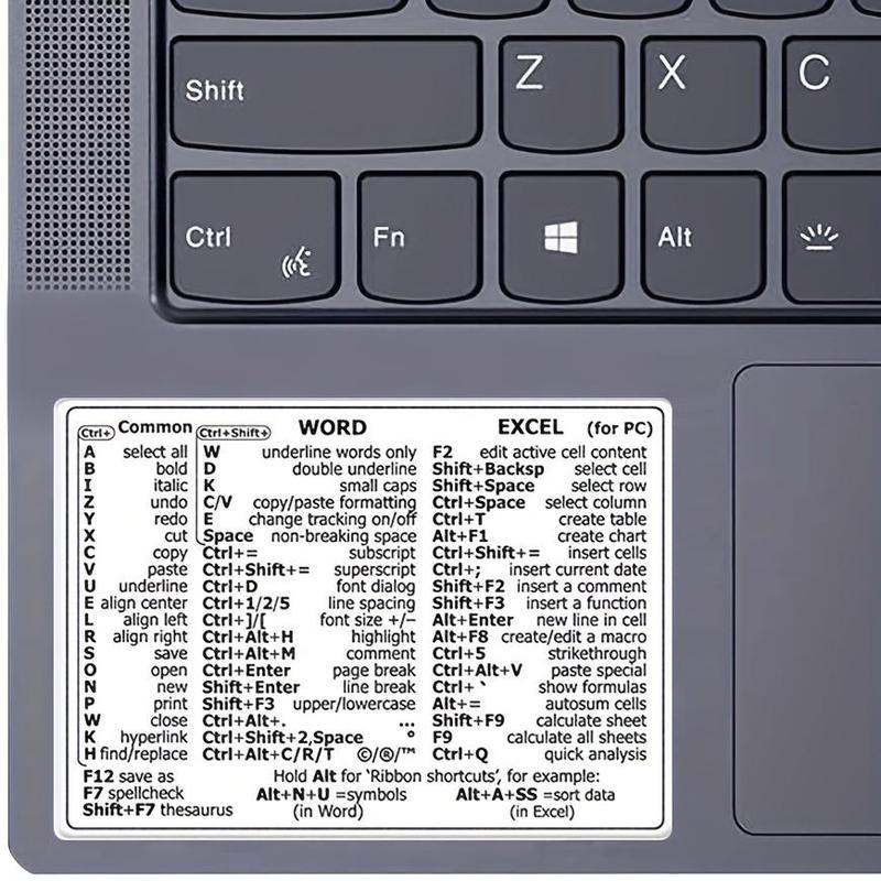 Keyboard Shortcut Sticker, 1 Count Shortcut Sticker for Word and Excel ...