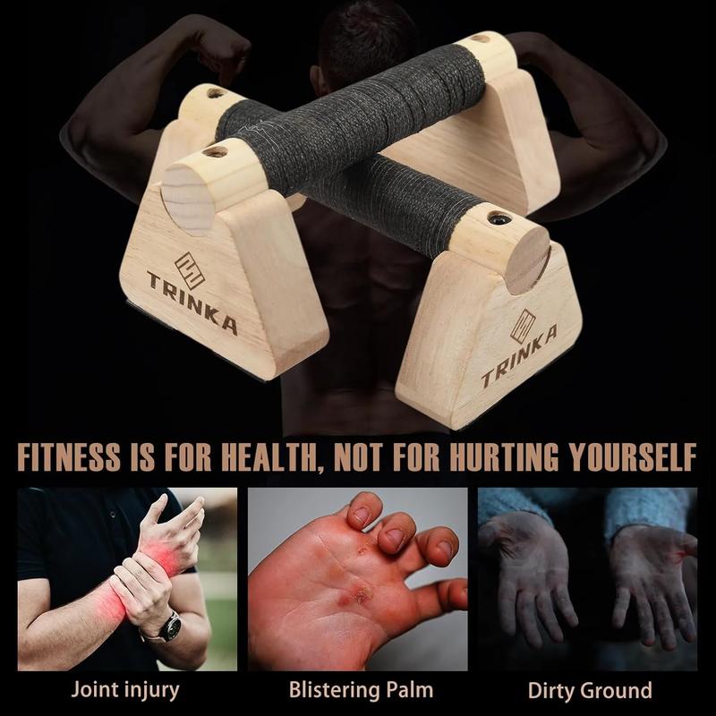 Wooden Parallettes Push Up Bars, 2 PCS Wood Calisthenics Bars with Non ...