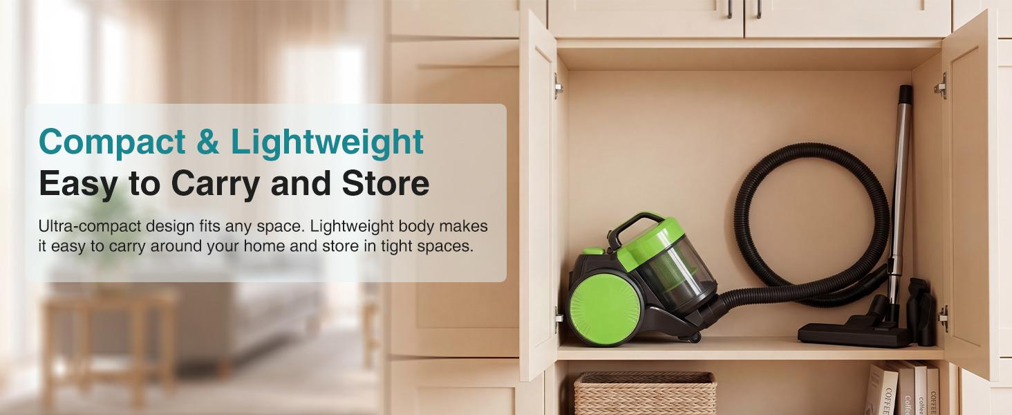 Bagless Canister 1.8L Vacuum Cleaner, Washable HEPA Filter for Easy ...