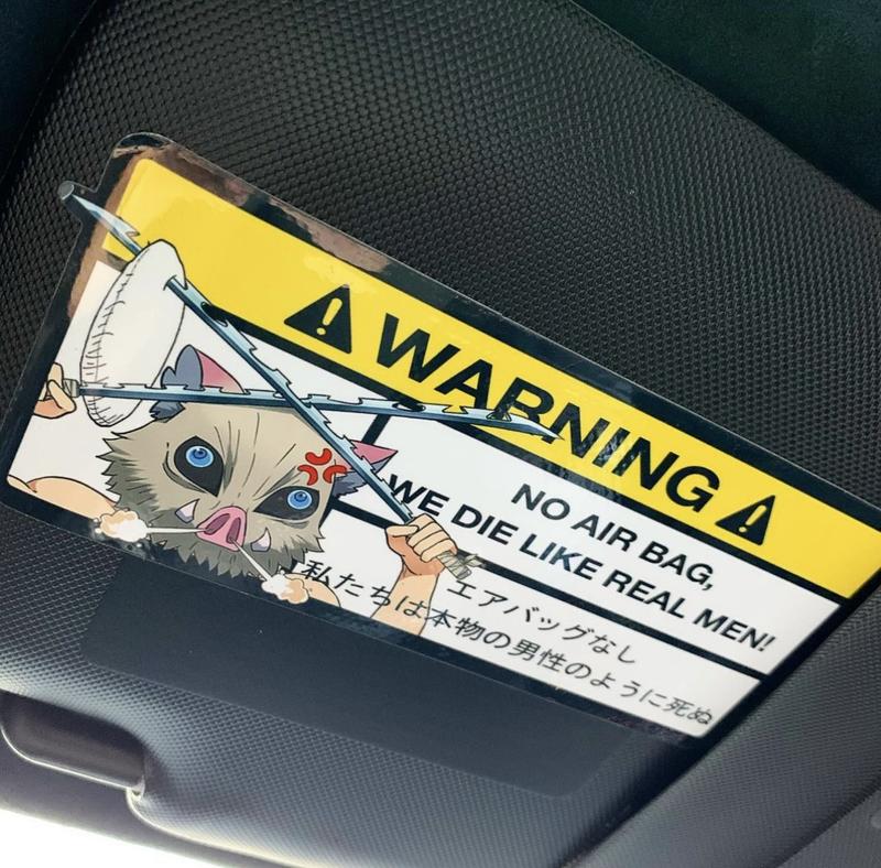 Warning Sticker: No Air Bag We Die Like Men Inosuke - TikTok Shop
