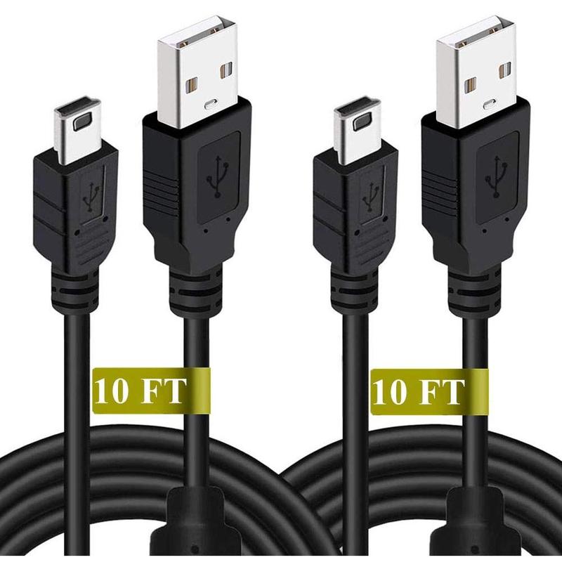 2 Pack 10ft PS3 Controller Charger - Fast Mini USB Data Cord for PS ...