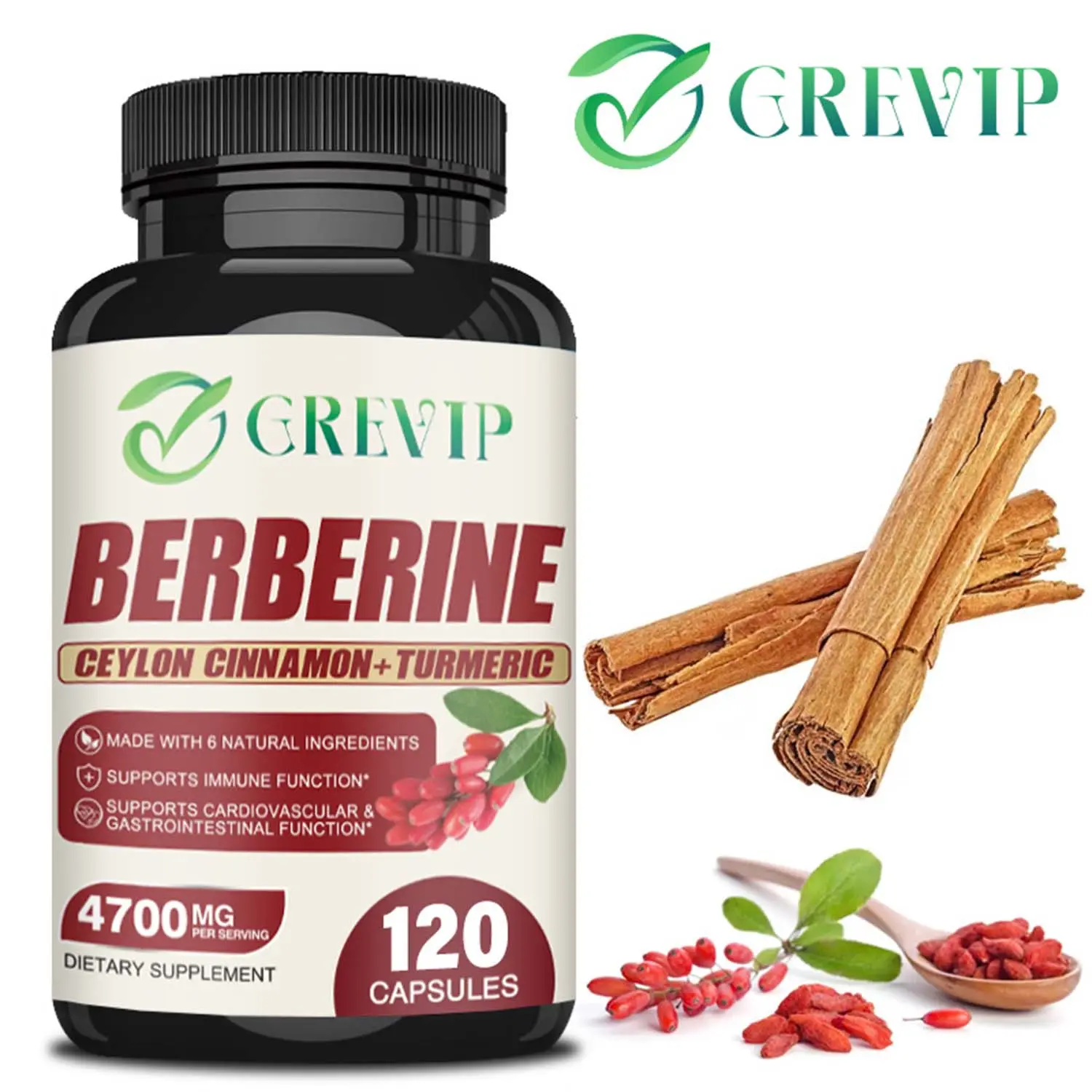 Grevip Contains: Berberine, Ceylon Cinnamon and other high potency ...