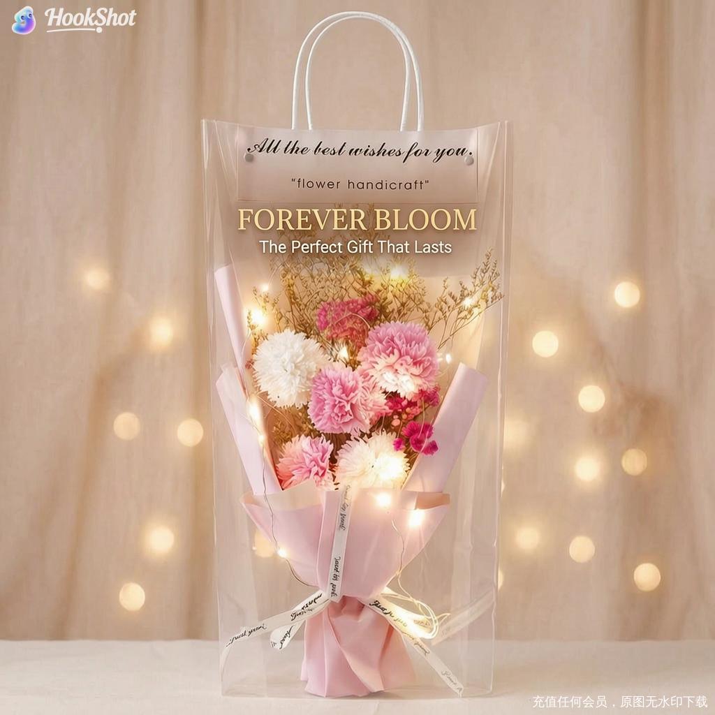 【Mother’s Day】Light-Up Carnation Bouquet Gift Handmade Artificial ...