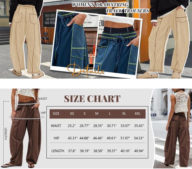 Tanming Women's High Waisted Barrel Sweatpants Baggy Wide Leg ...