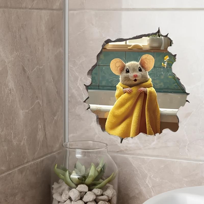 Cute Mouse Pattern Bathroom Sticker, Modern Animal Pattern Bathroom ...