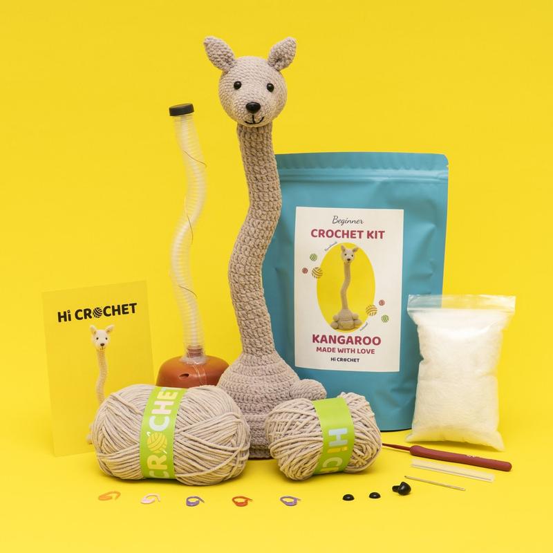 Smart kangaroo Animal Can Sing and Dance Cute Crochet Kit | Black ...