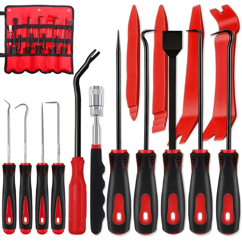 15Pcs Carbon Steel Precision Pick & Hook and Trim Removal Tool Set with ...