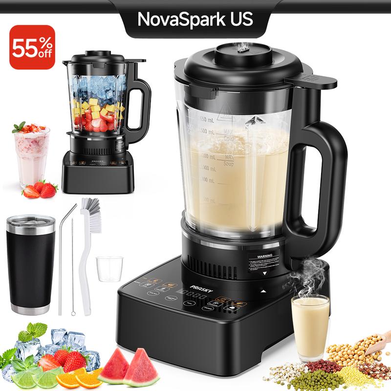 PRASKY Heating Blender & Soy Milk Maker, Nut milk Maker, 24H Delay Star, 15 in 1 automatic oat ...