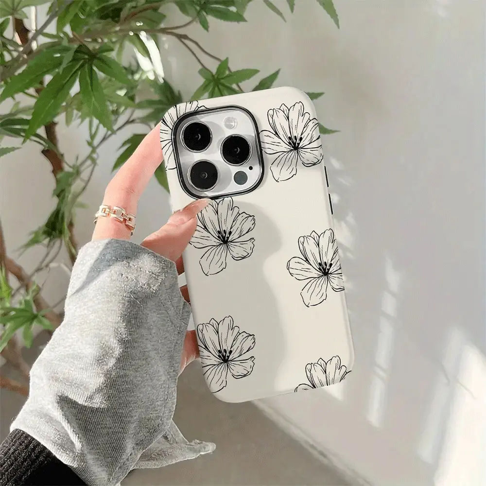 Chic Floral Design Phone Case for iPhone 17PM 15PM 13 13 Mini 12 11 XS ...