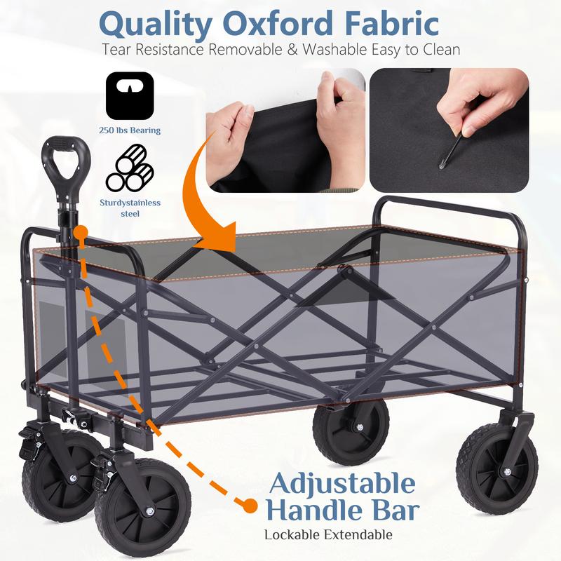 【Labor Day】SweetFurniture Collapsible Foldable Wagon Cart with All ...