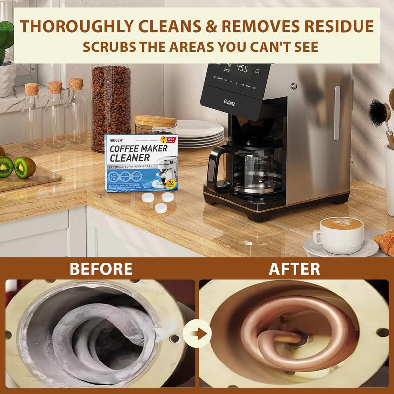 Coffee Machine Cleaner Descaler Tablets - 24 Pack, Deep Cleaning and ...