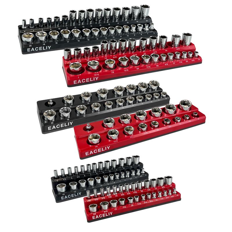 EACELIY Magnetic Socket Organizer Set, 6-Piece Socket Holder Set ...