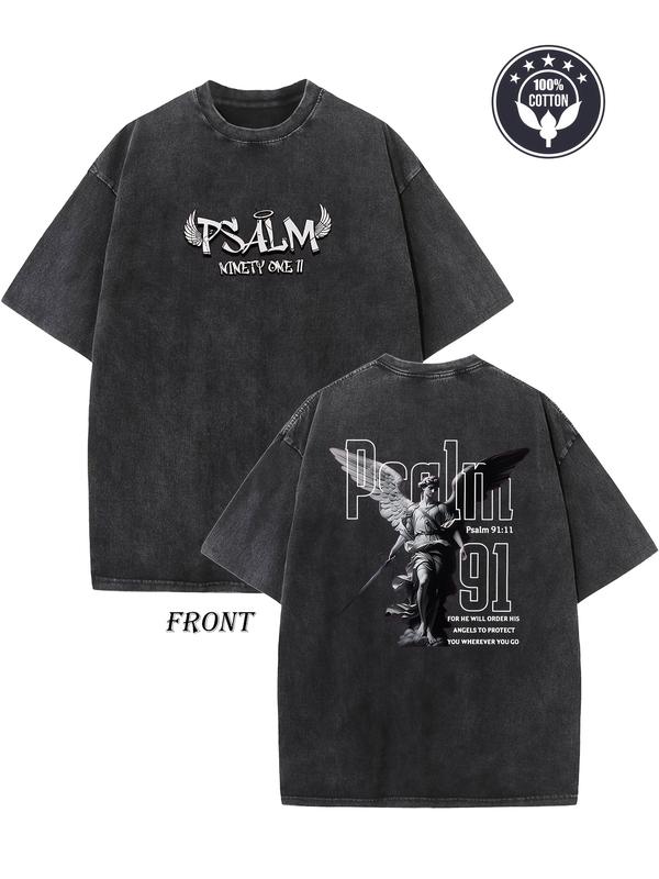 Vintage Creative Pattern Washed Cotton T-Shirt "for He Will Order His ...