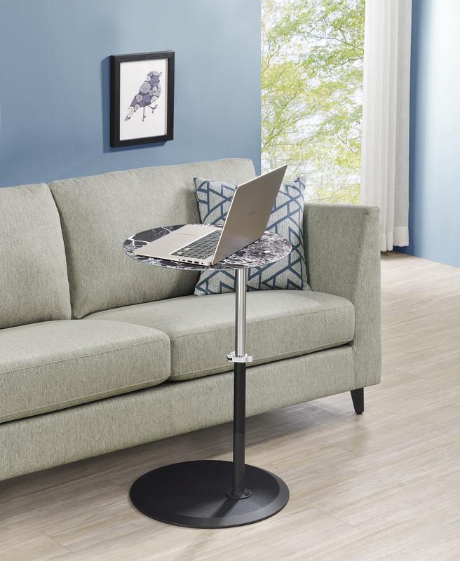 HOMLUX-Orbit End Table with Height Adjustable Black Marble Textured ...