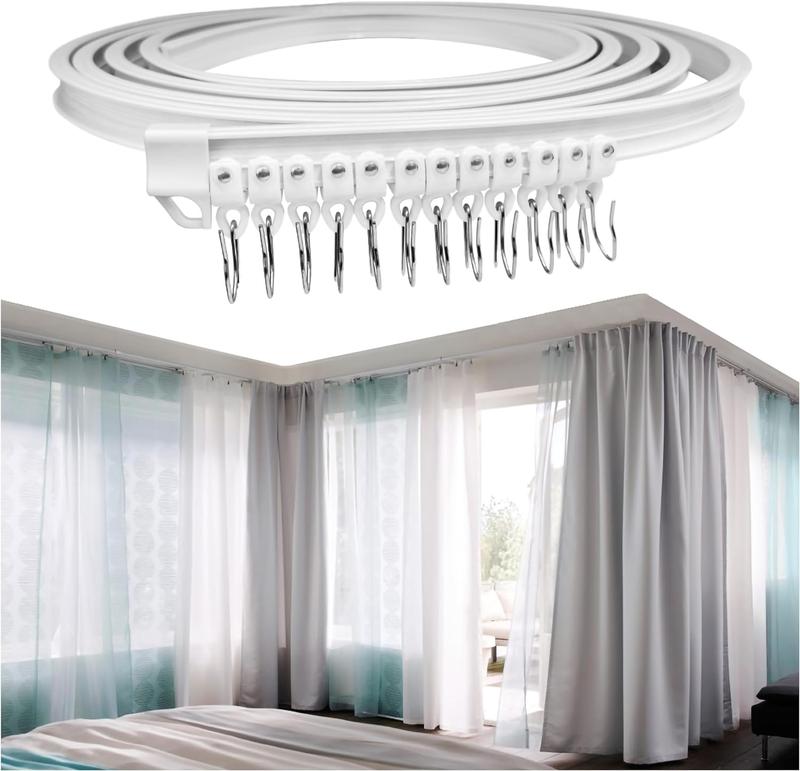 HTTMT- 16.4Ft Flexible & Bendable Ceiling Curtain Track Trail Wall ...