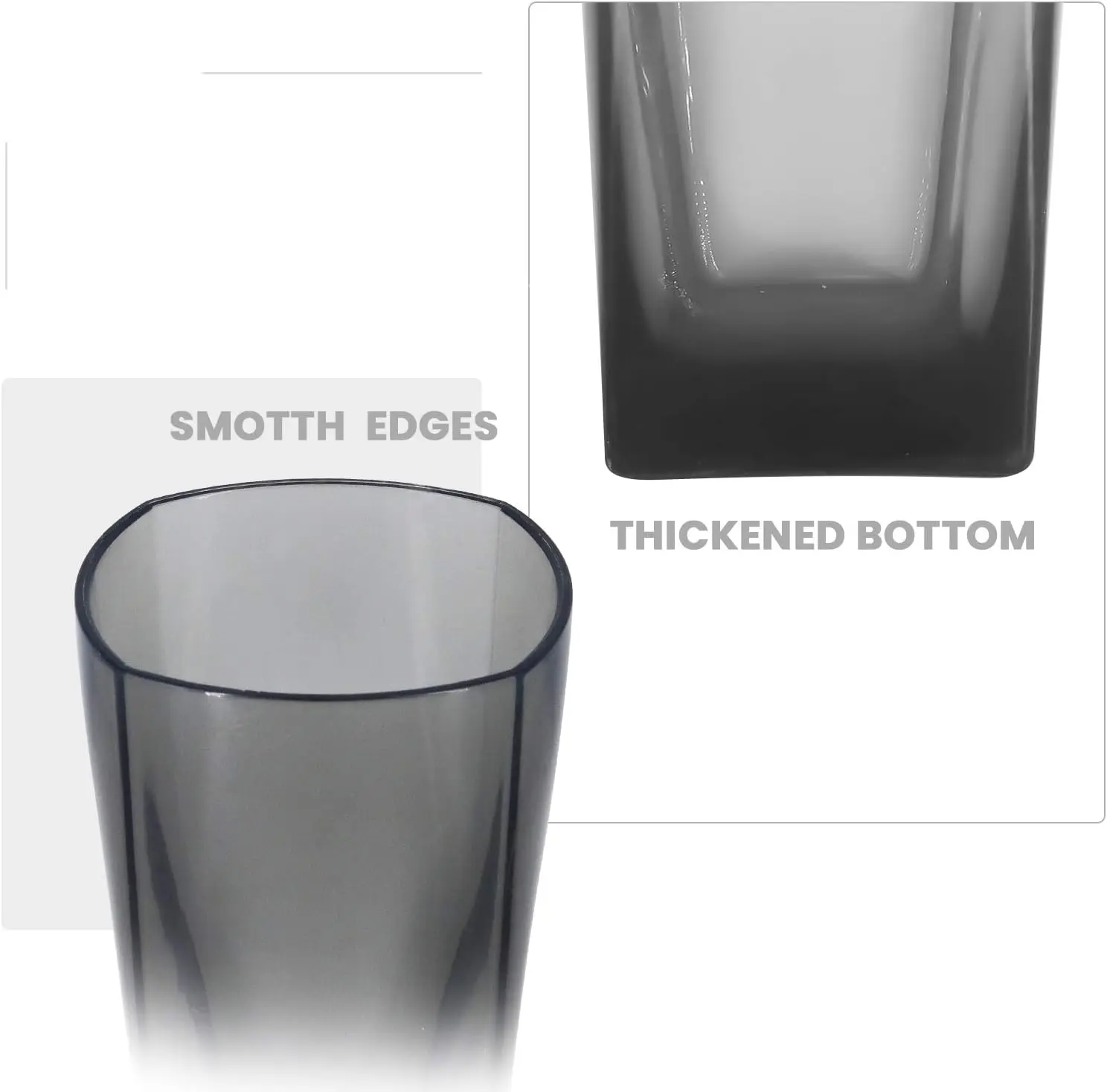 Grey 6-Piece Thick Reusable PS Plastic Bathroom Tumbler Set - 350ml ...