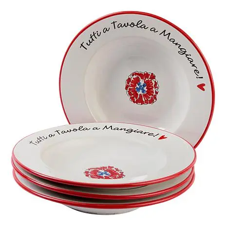 Lidia's Kitchen Lidia Bastianich 4-pack Pasta Bowls with Signature ...