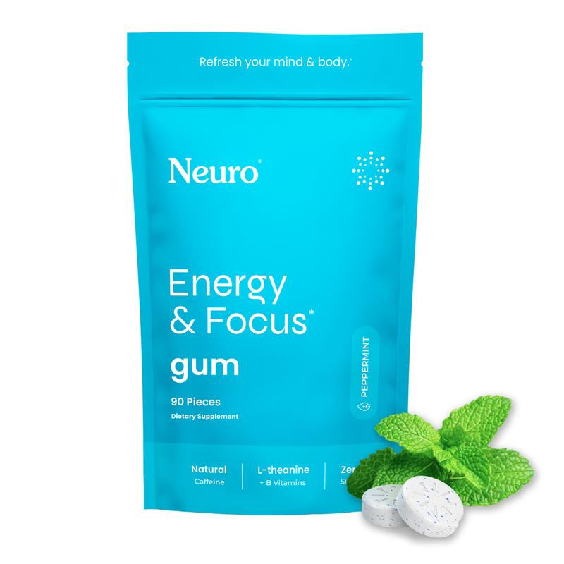 Neuro Energy Caffeine Nootropics for Energy & Focus (90 Pieces) - Sugar ...