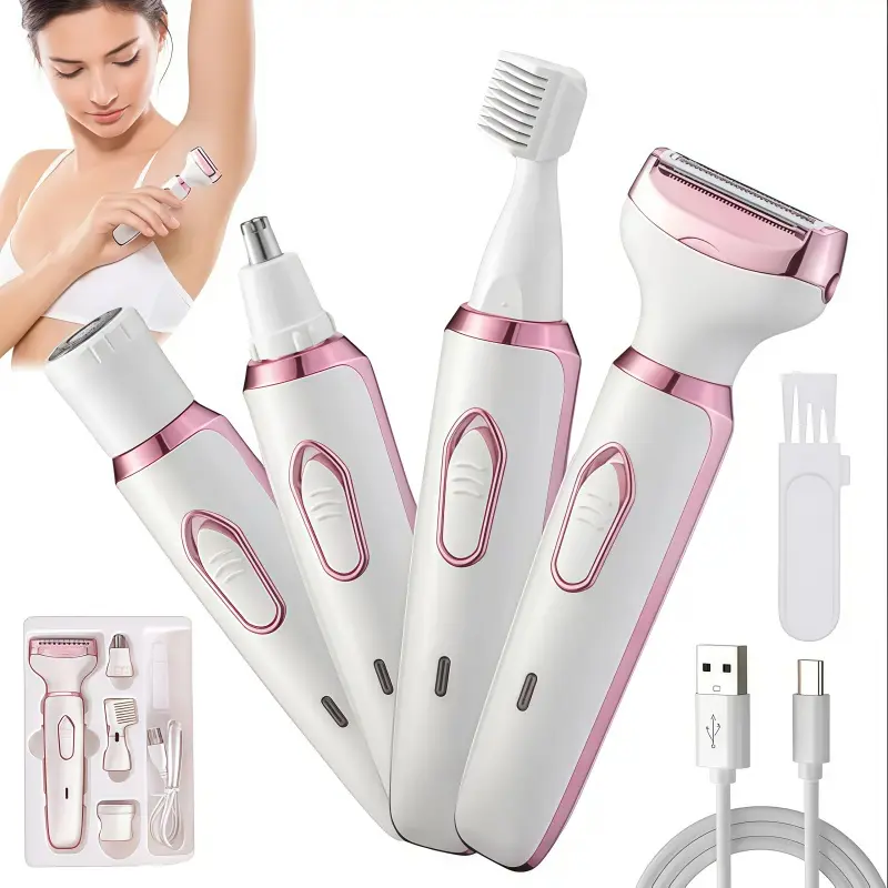 4-in-1 leg electric shaver, USB rechargeable electric hair removal ...