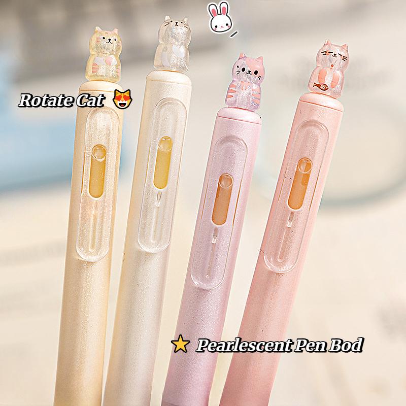 4-Pack Kawaii Cat Retractable Gel Pens, Black Ink Fine Tip 0.5mm ...