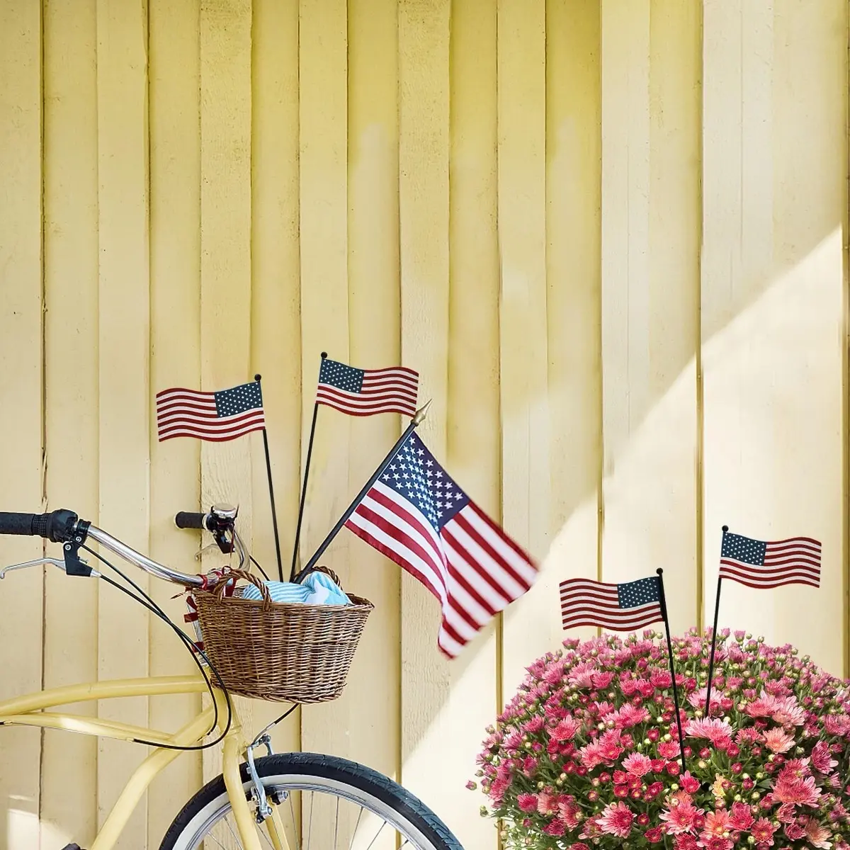 4pcs 13"H Metal American Flag Garden Stake Patriotic US Flag Yard Signs ...